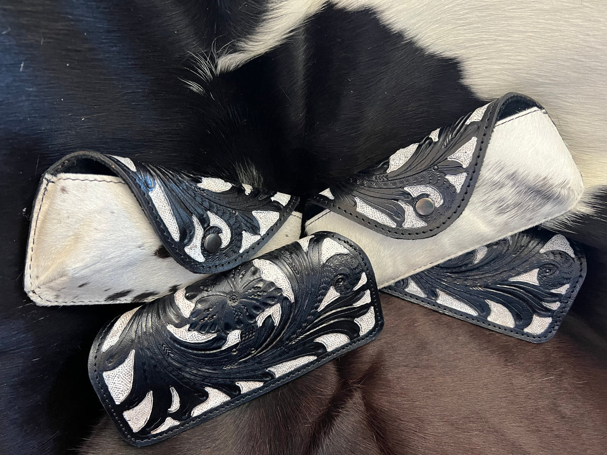 Cowhide Tooled Leather Glass Case| Classy Farm Girl