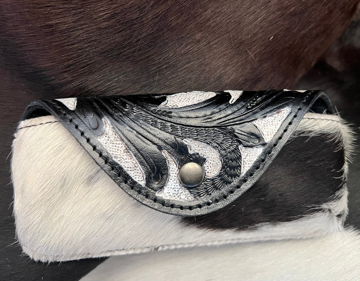 Cowhide Tooled Leather Glass Case| Classy Farm Girl